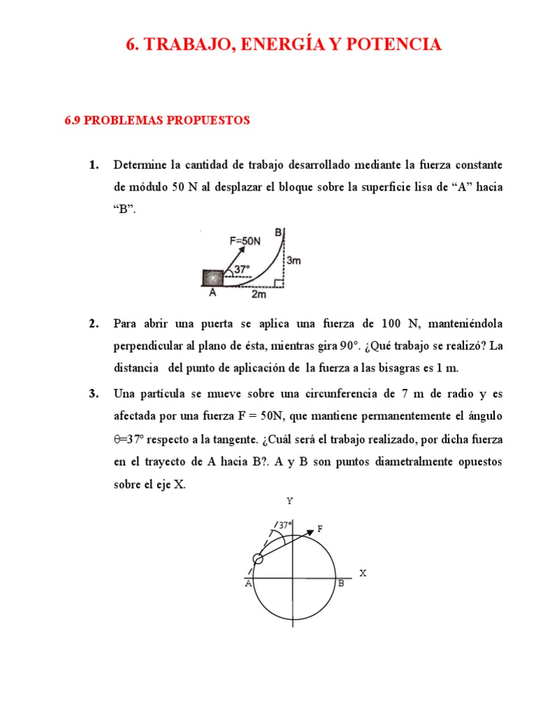 Trabajo, Energía y Potencia | Descargar gratis PDF | Fricción | Masa