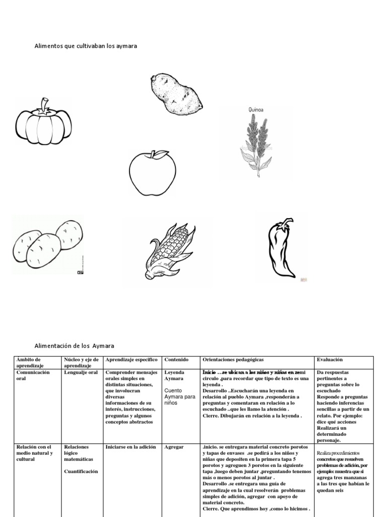 Alimentos Que Cultivaban Los Aymara | PDF | Escritura | Aprendizaje