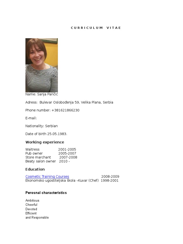 CV Evropski Format | PDF