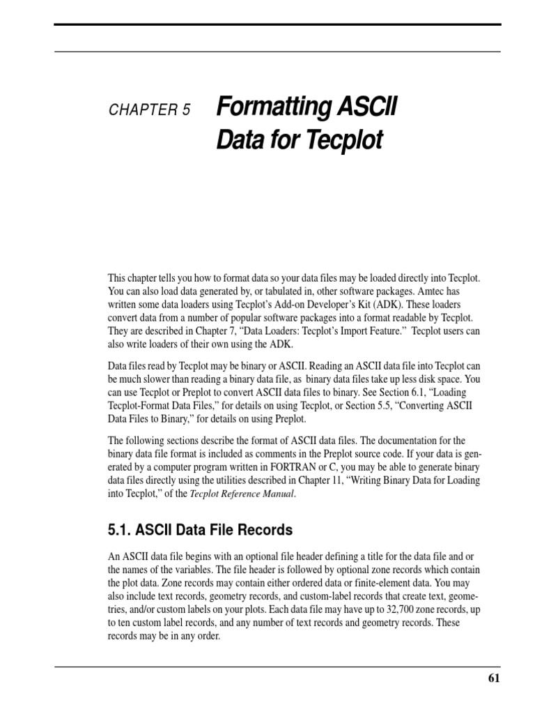 Formatting ASCII Data for Tecplot | PDF | Parameter (Computer Programming) | Data Type