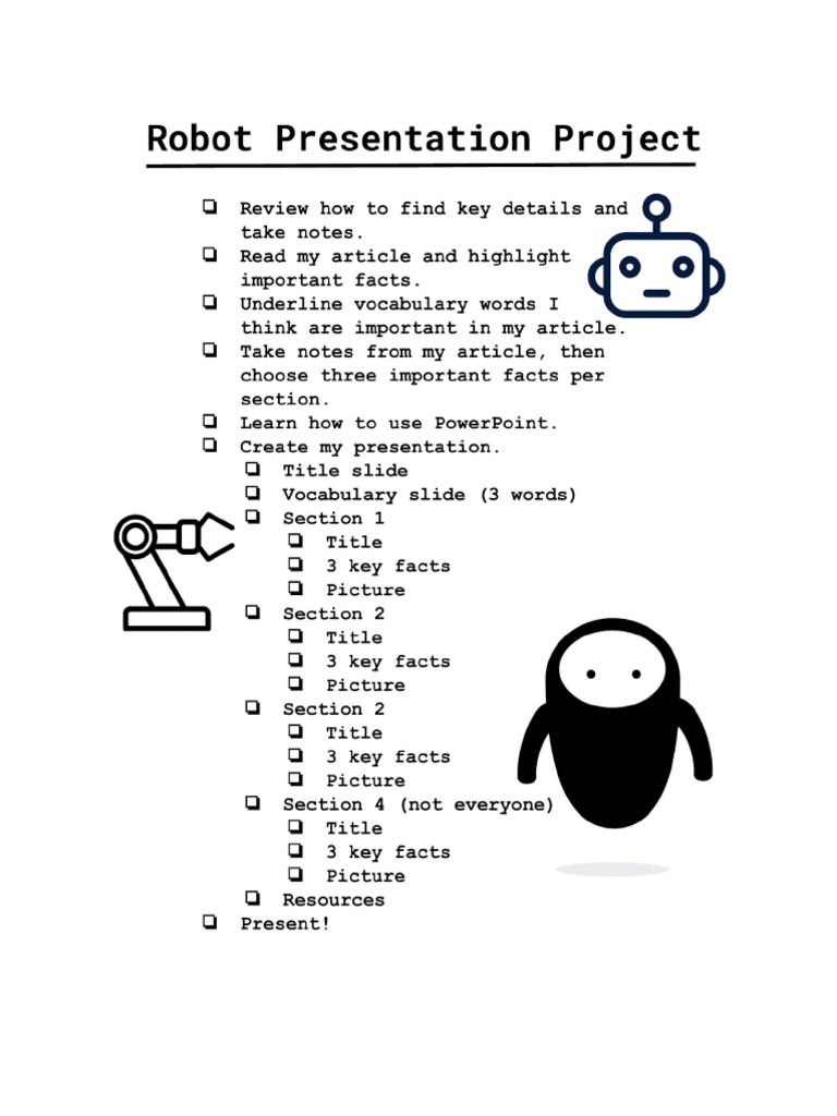 Robot Presentation Rubric | PDF