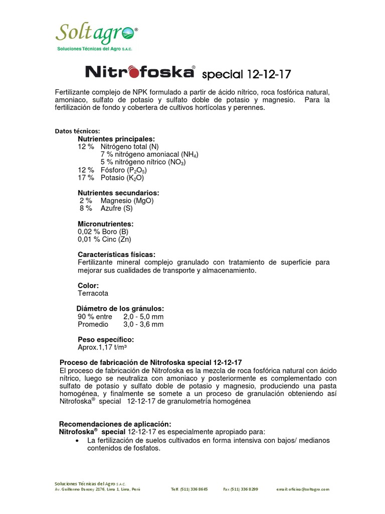 Nitrofoska Special | PDF | Fertilizante | Compuestos químicos