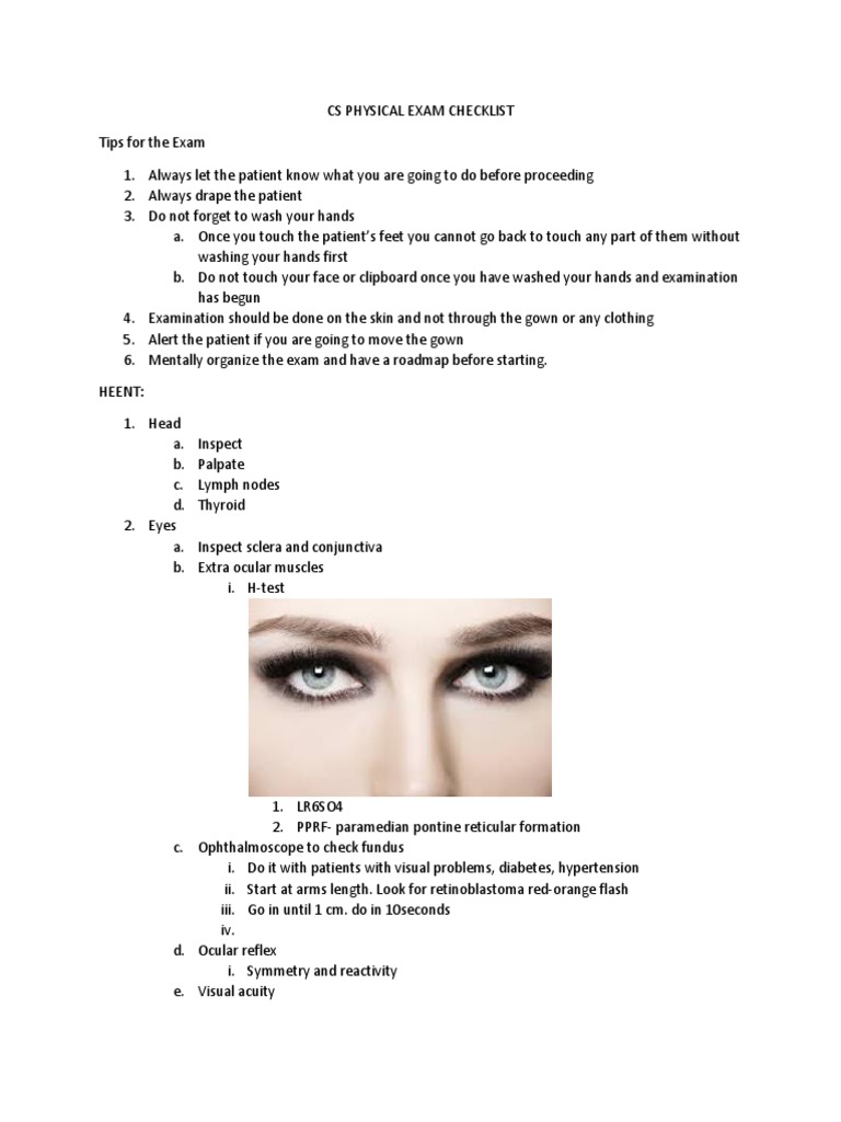 CS Physical Exam Checklist | Download Free PDF | Musculoskeletal System ...
