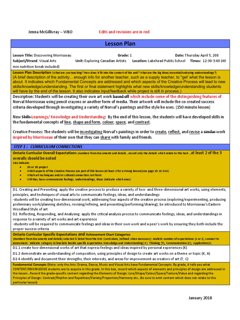 Lesson Plan: Edits and Revisions Are in Red | Download Free PDF ...