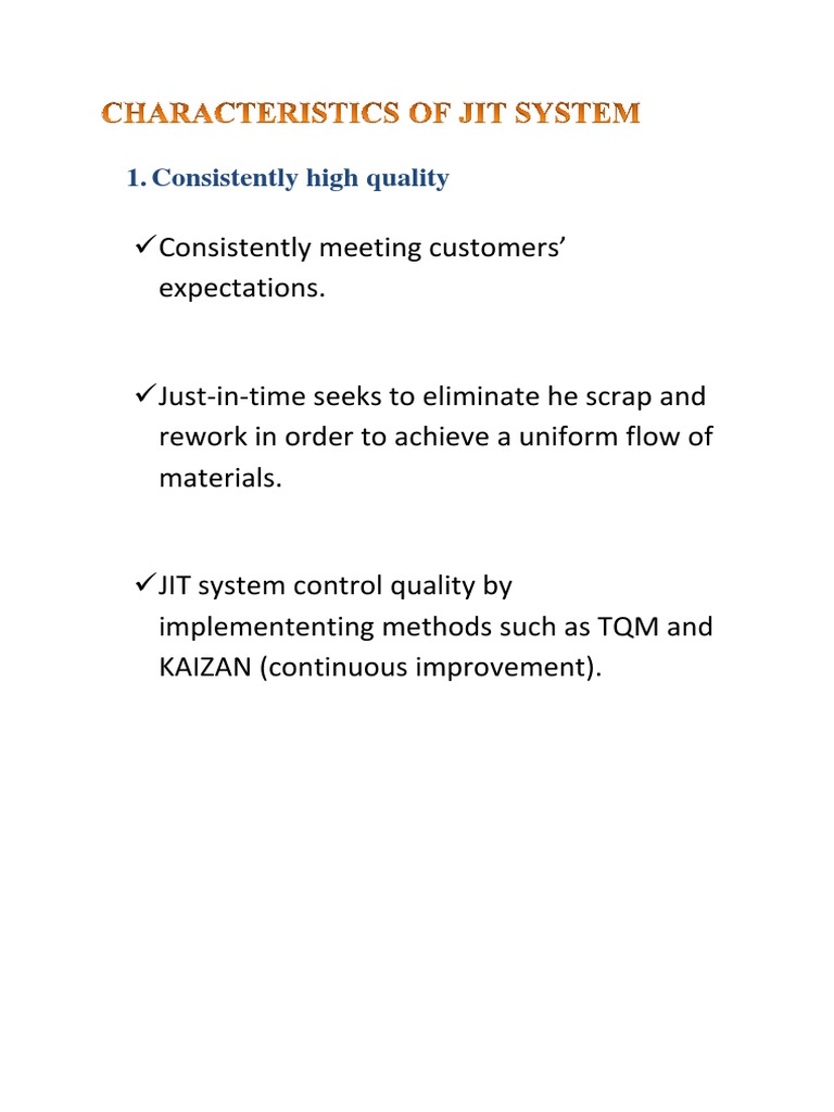 Characteristics of Jit System | PDF | Systems Engineering | Systems Science