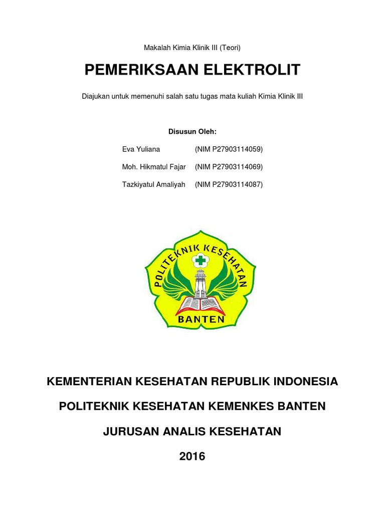 Pemeriksaan Elektrolit (Kimia Klinik III) | PDF