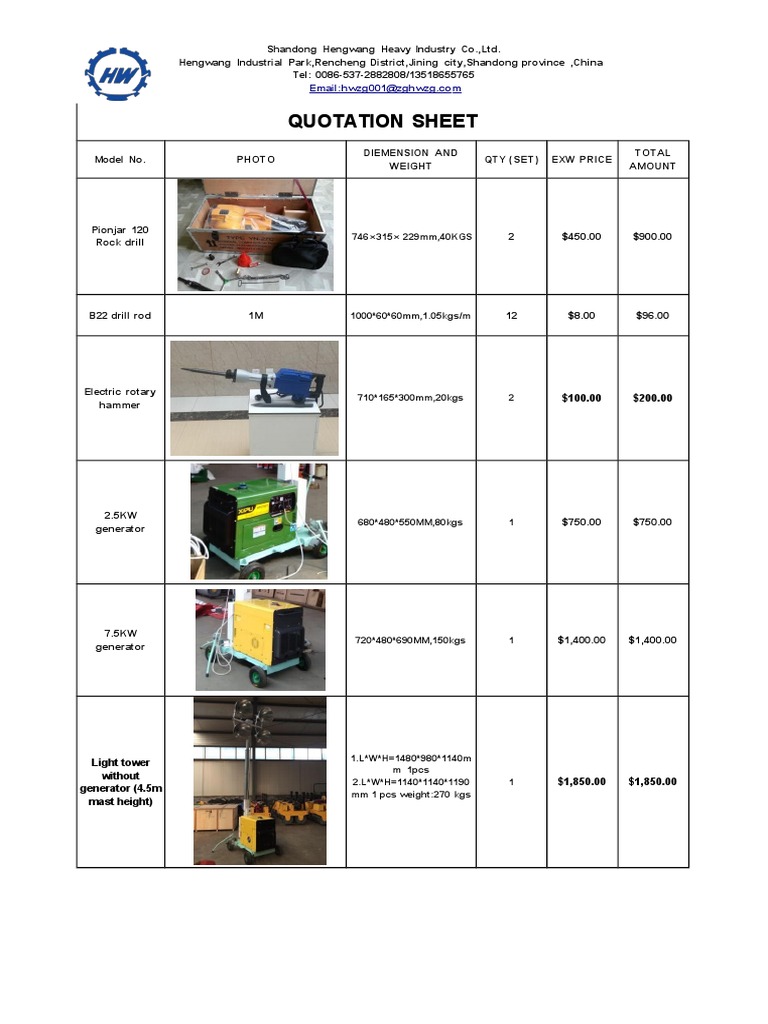 Rock Drill Quotation 6.2 | PDF