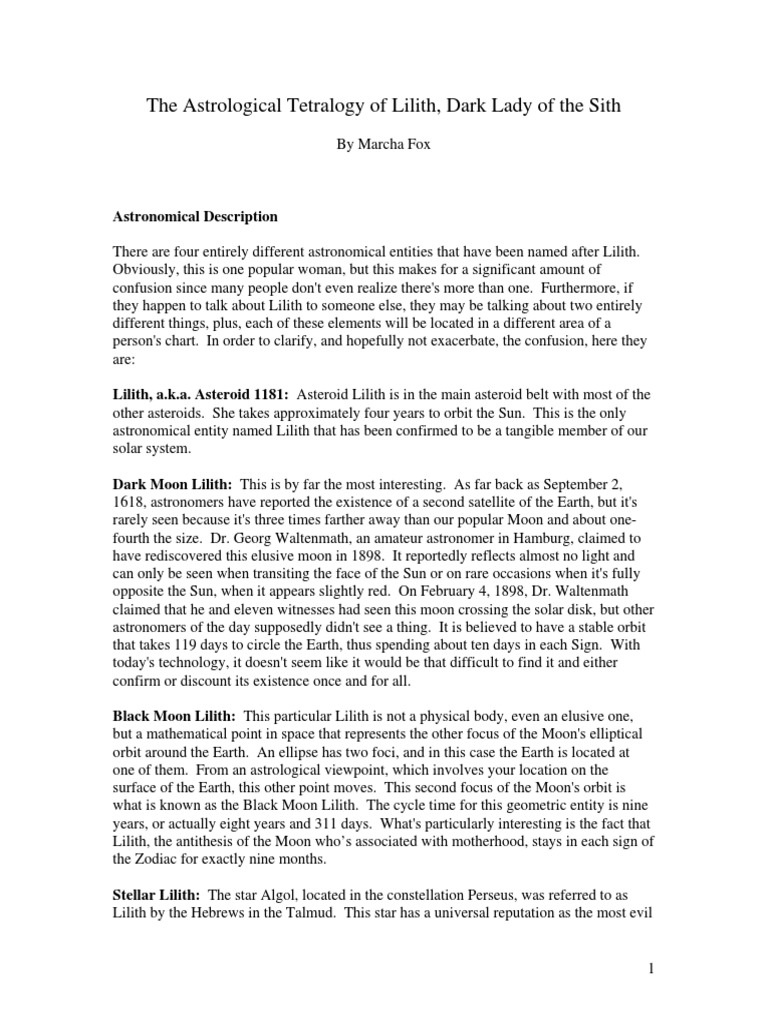 Lilith PDF | PDF | Lilith | Moon