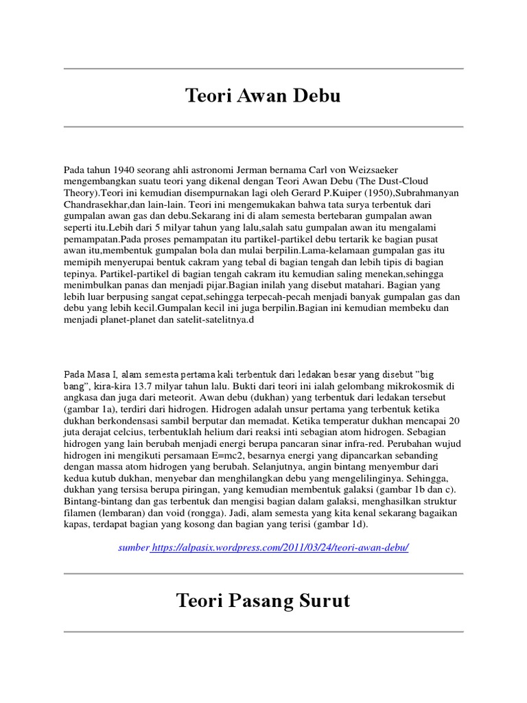 Teori Awan Debu | PDF