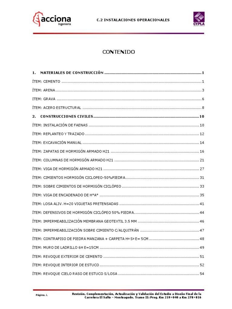 c2 Instalaciones Operacionales Rev | PDF | Cemento | Aluminio