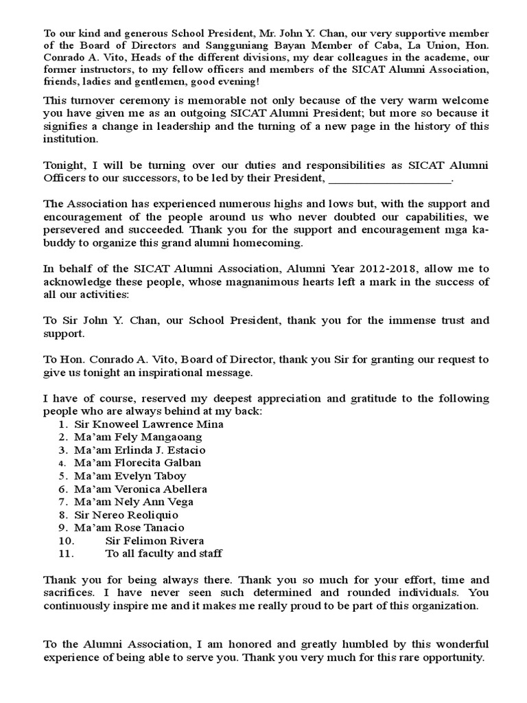 Turn Over Ceremony | PDF