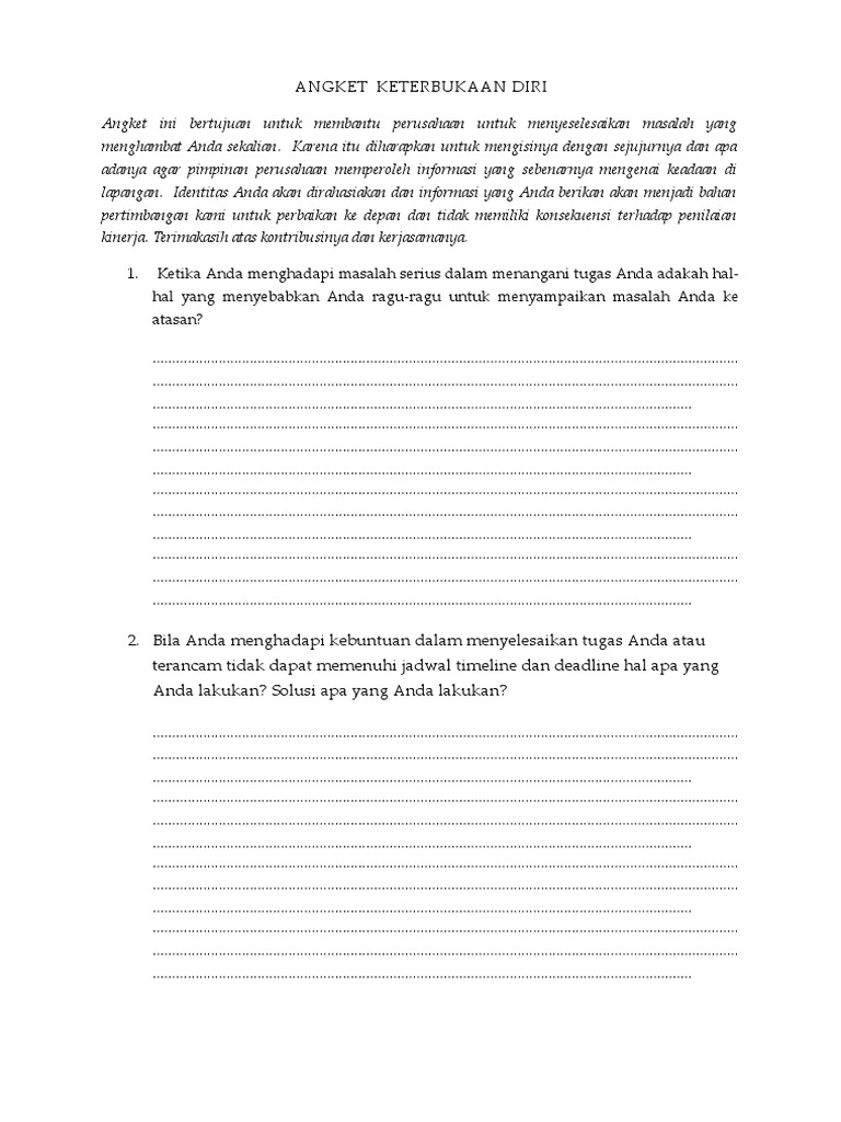 Angket Keterbukaan Diri | PDF