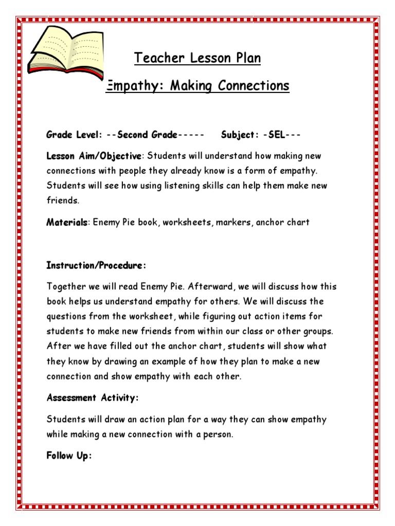 Teacher Lesson Plan Empathy: Making Connections | PDF