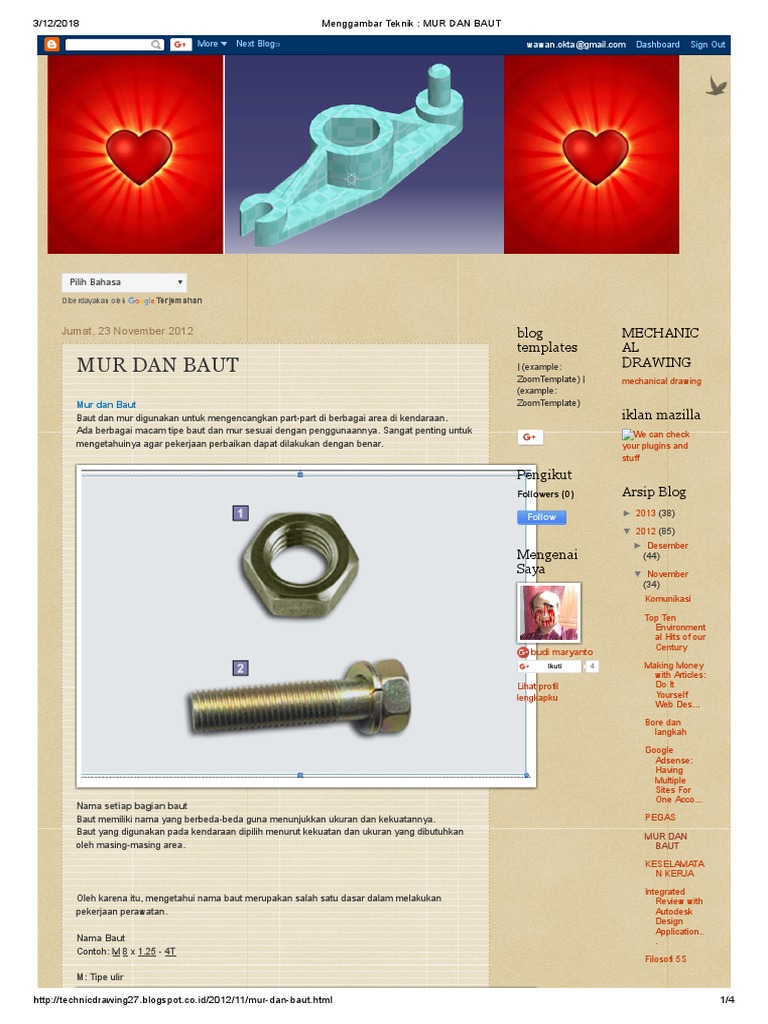 Menggambar Teknik - MUR DAN BAUT | PDF