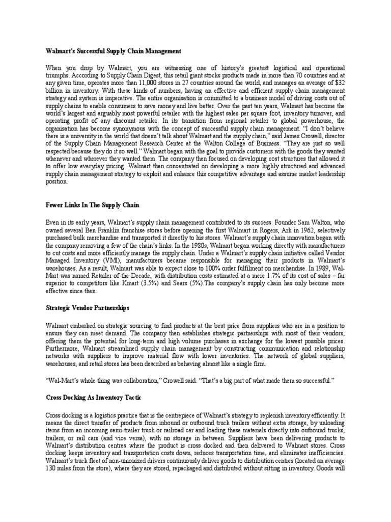 Walmart Case Study | PDF | Walmart | Supply Chain