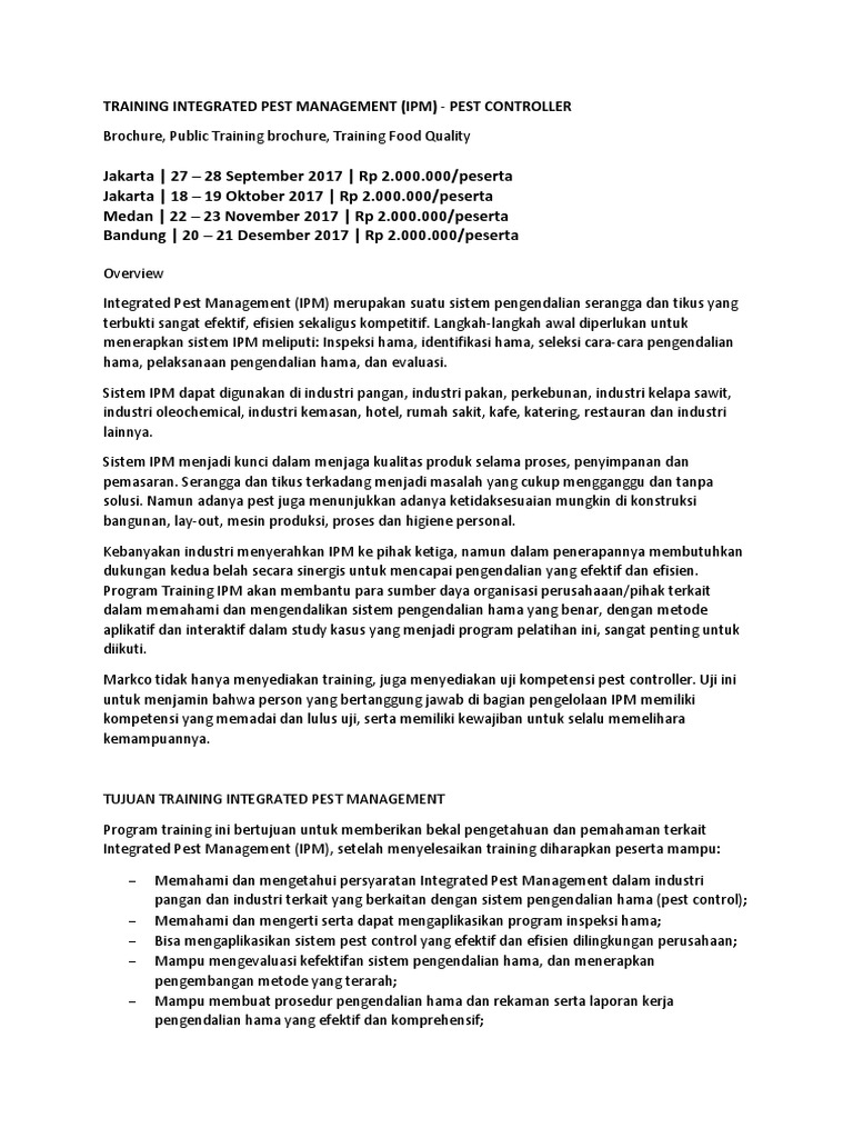 P0001 Integrated Pest Management | PDF