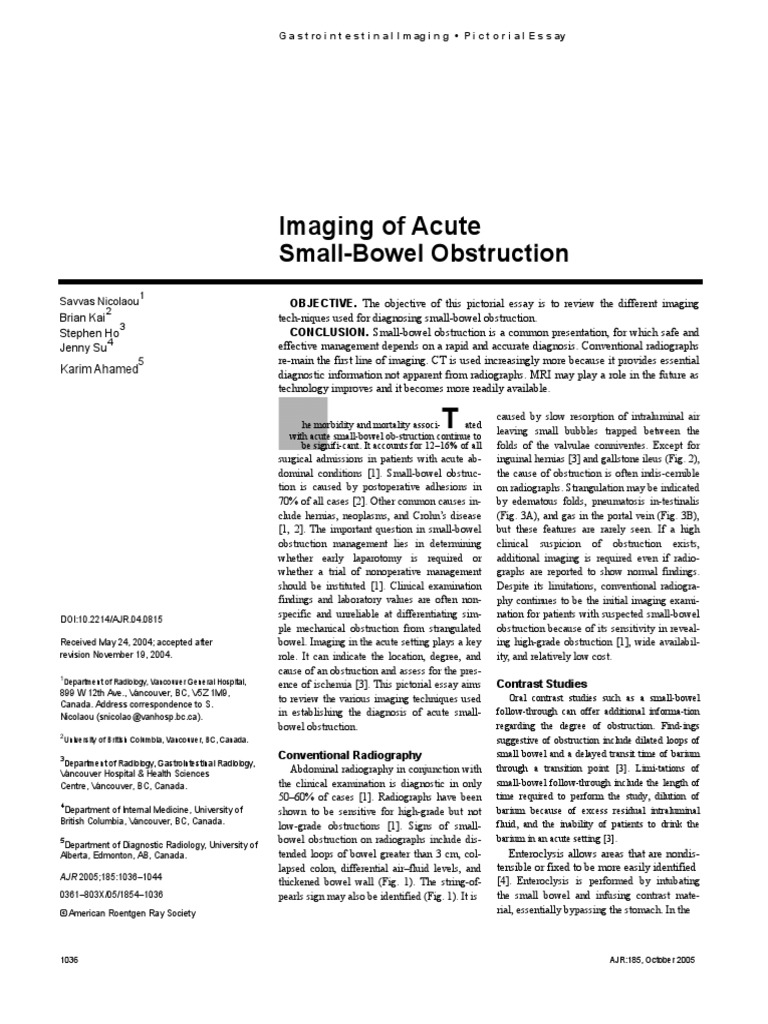 Imaging of Acute: Small-Bowel Obstruction | PDF | Ct Scan | Radiology