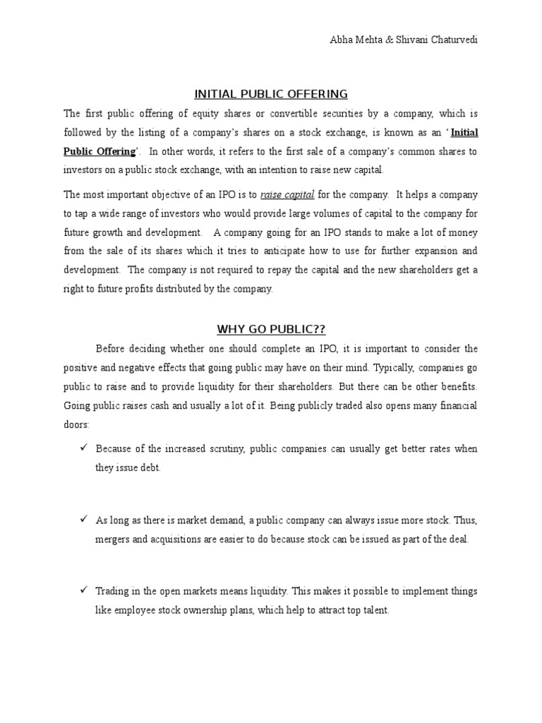 Initial Public Offering | PDF | Initial Public Offering | Public Company