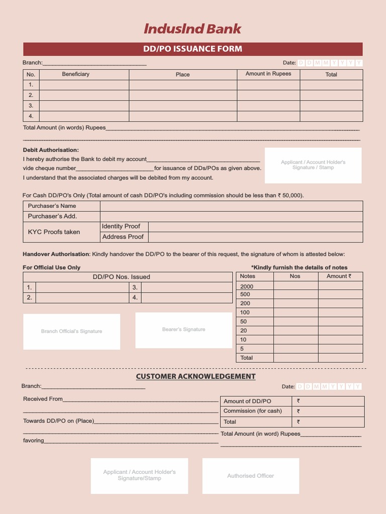 Ddpo Issuance Indus Form | PDF | Debit Card | Cheque