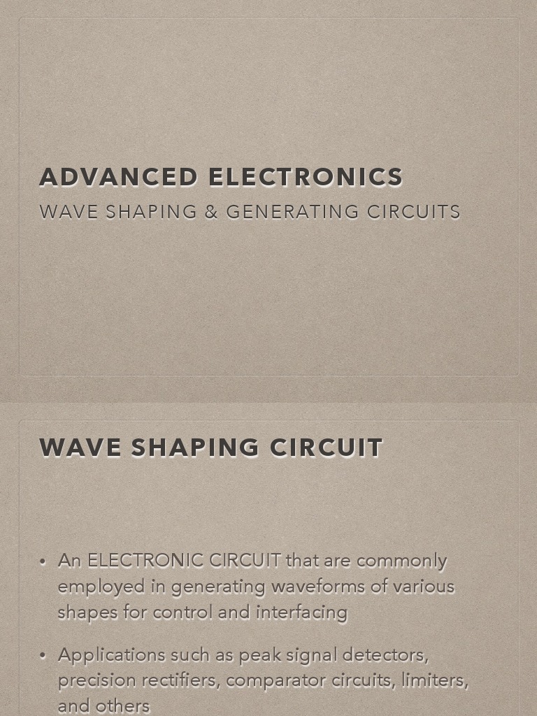 Advanced Electronics: Wave Shaping & Generating Circuits | PDF ...