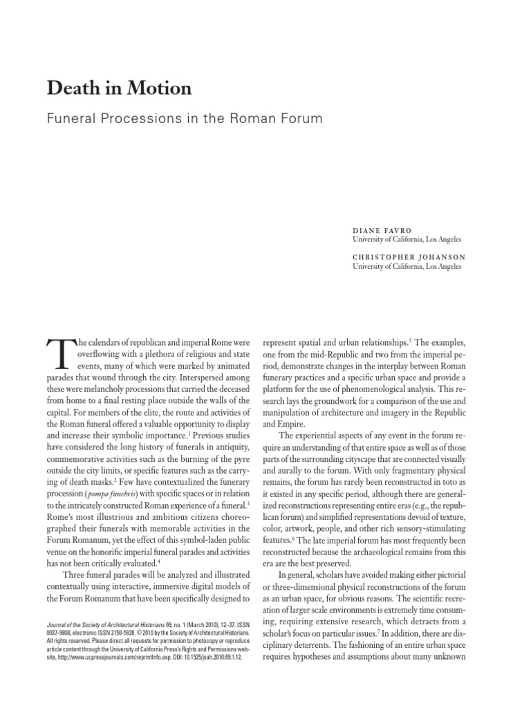 Death in Motion: Funeral Processions in Roman Forum | PDF | Funeral ...