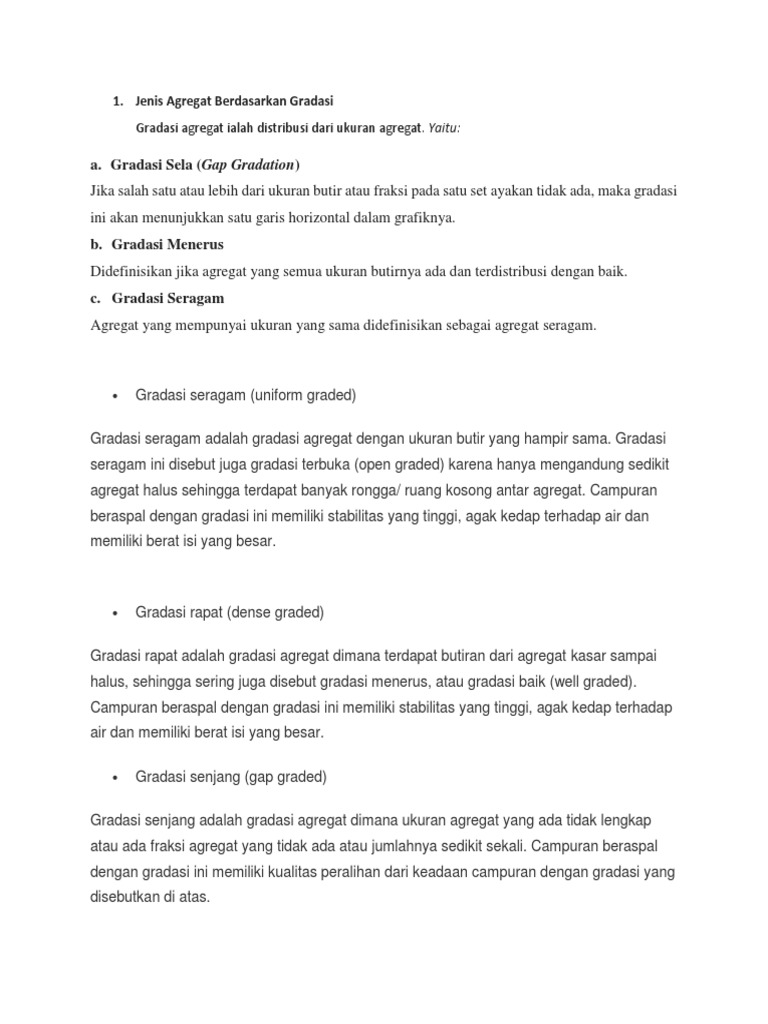 Jenis Agregat Berdasarkan Gradasi | PDF