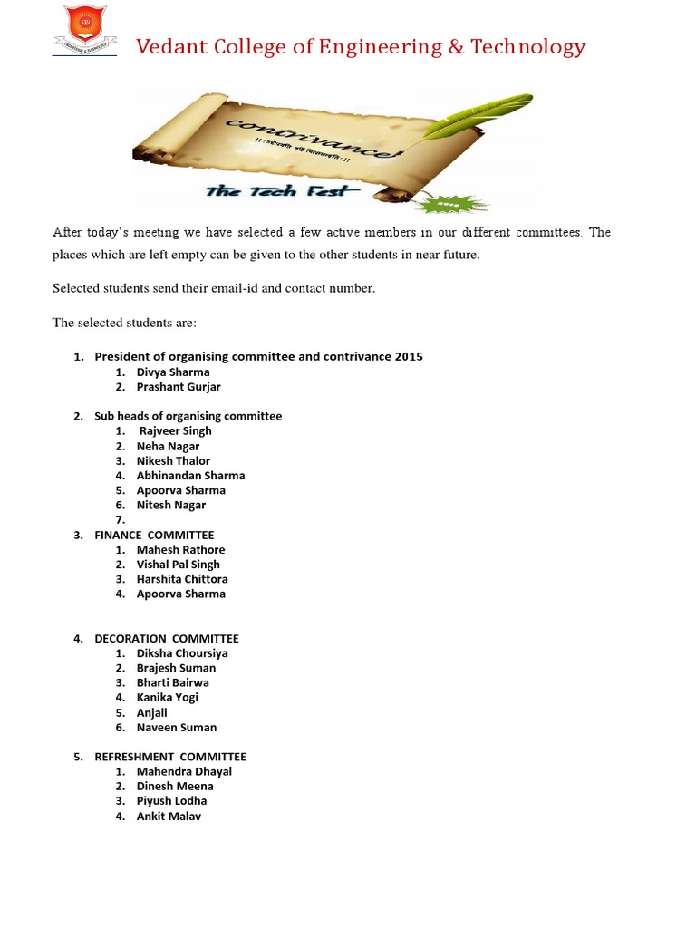 Committee Roles Announcement | PDF