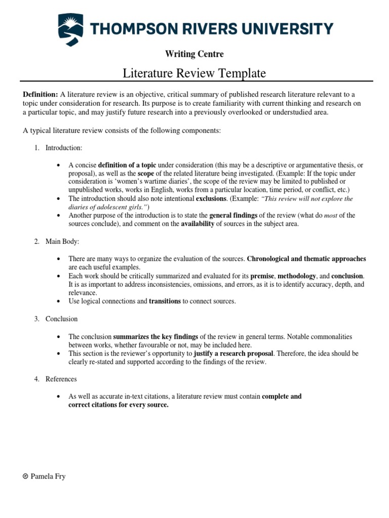 Literature Review Template: Writing Centre | PDF | Literature Review ...