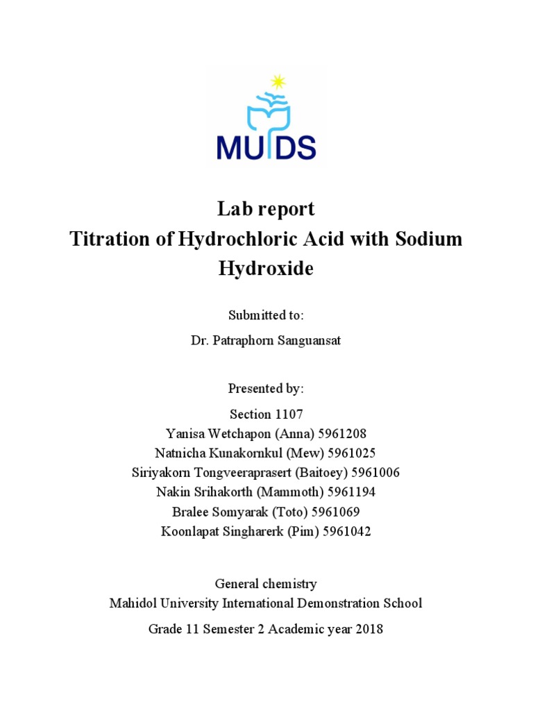 Lab Report | PDF | Titration | Chemistry