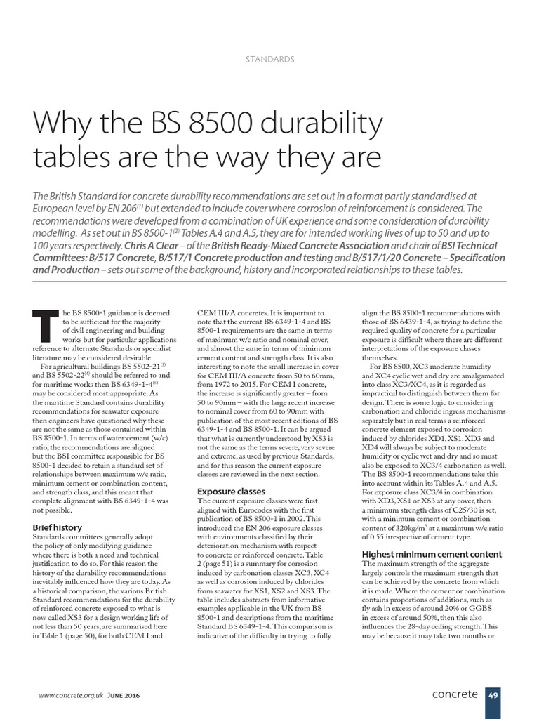 Why The BS 8500 Durability Tables Are The Way They Are-Concrete ...