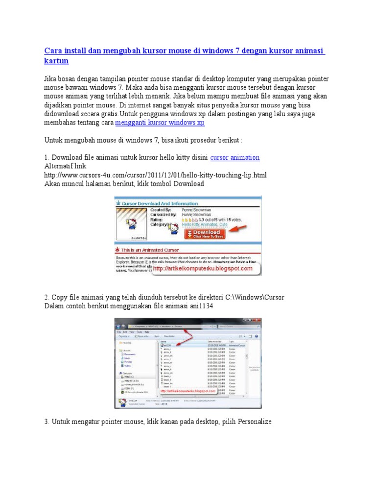 Cara Install Dan Mengubah Kursor Mouse Di Windows 7 Dengan Kursor ...