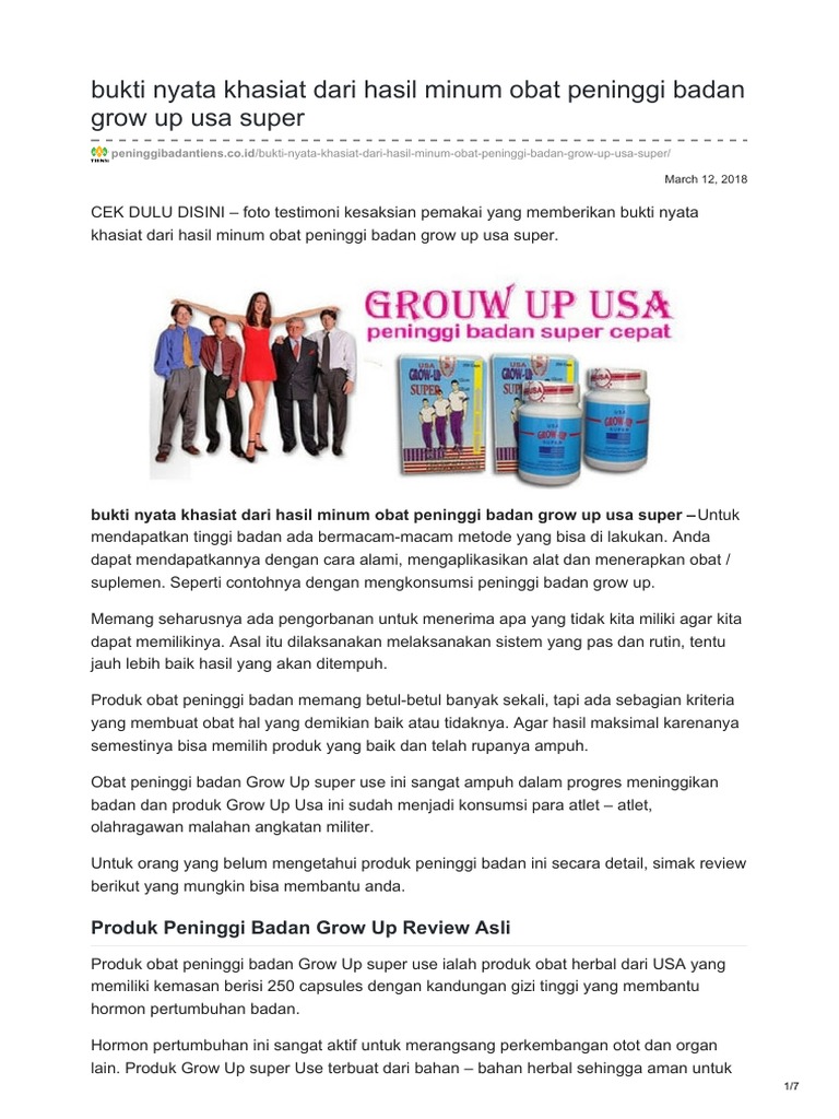 Khasiat Dan Manfaat Dari Hasil Minum Obat Peninggi Badan Grow Up Usa ...