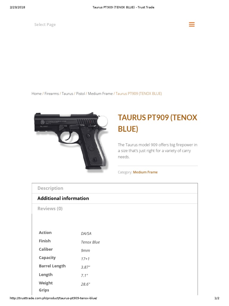 Taurus PT909 (TENOX BLUE) PDF | PDF