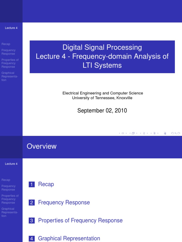 Digital Signal Processing Lecture 4 Frequency Domain Analysis Of Lti Systems Pdf