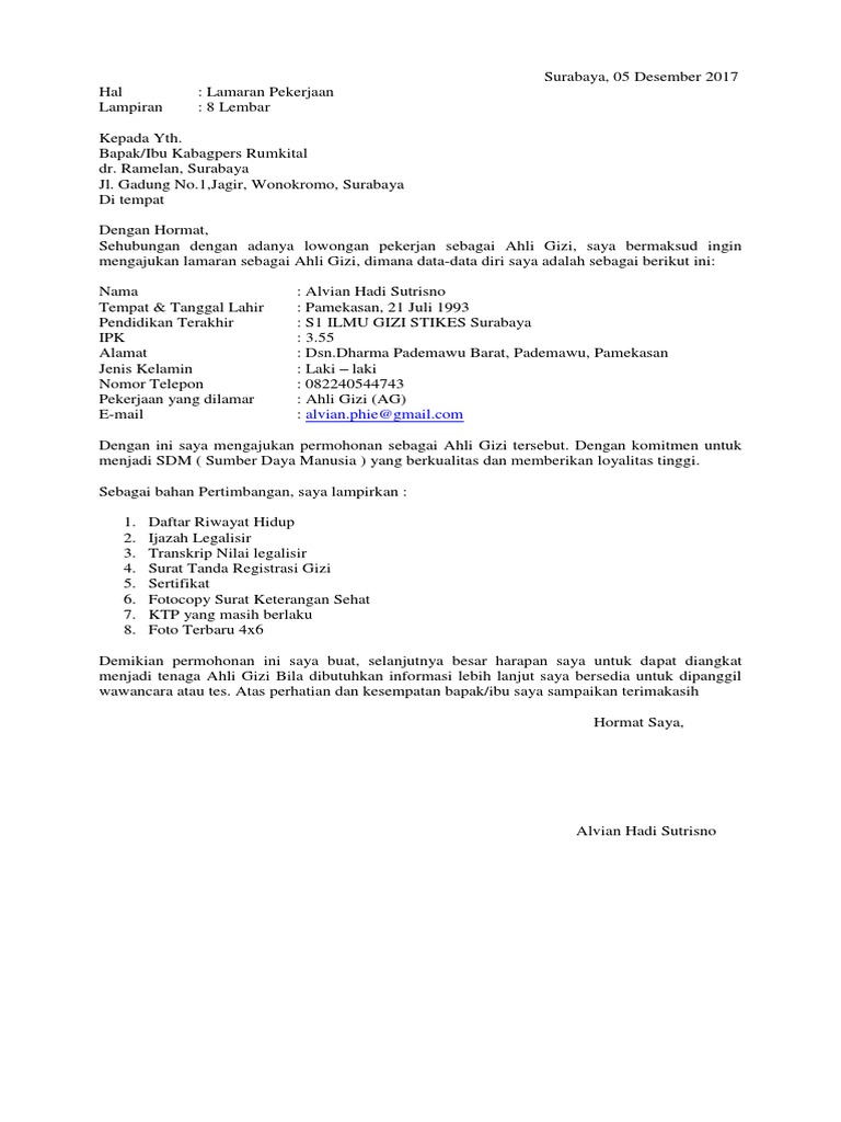 Surat Lamaran RSAL | PDF