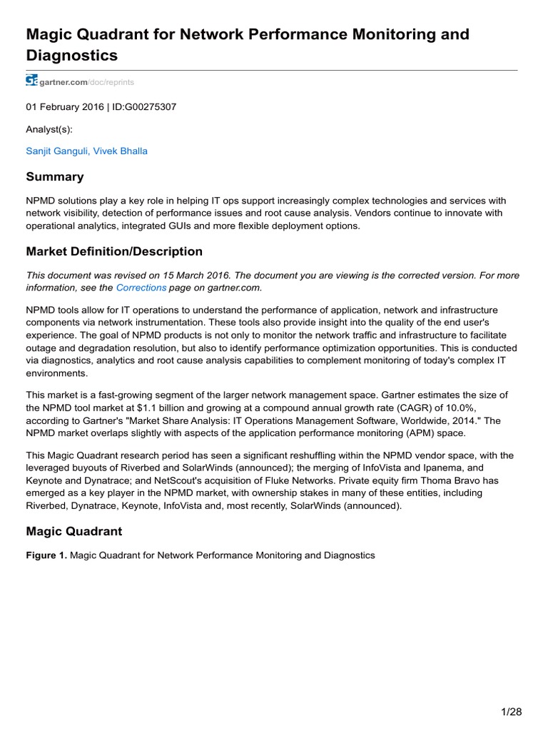 Magic Quadrant For Network Performance Monitoring and Diagnostics ...