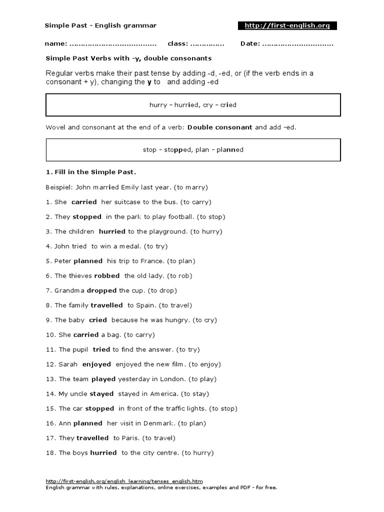 Past Simple Verbs and Double Consonants | PDF | Morphology | Languages