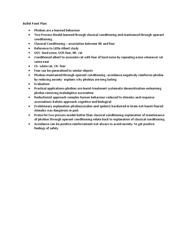 Bullet Point Plan For Psychology Answer | PDF