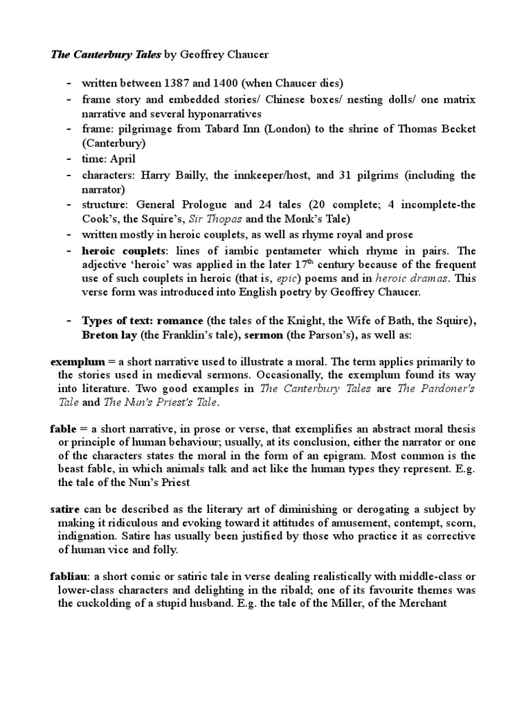 Canterbury Tales | PDF | The Canterbury Tales | Poetry