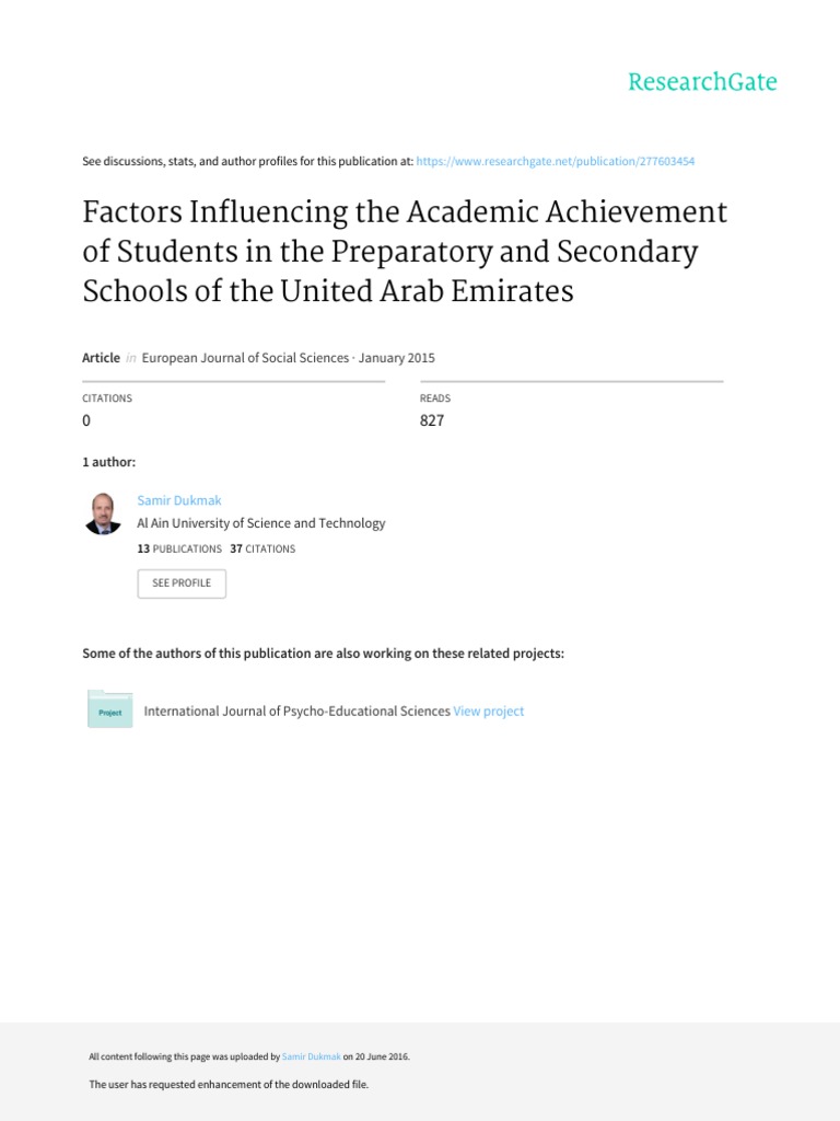 Factors Influencing The Academic Achievement | PDF | Goal | Factor Analysis