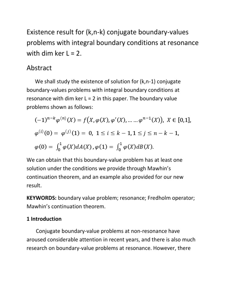Existence Result For (K, N-K) Conjugate Boundary-Values Problems With Integral Boundary ...