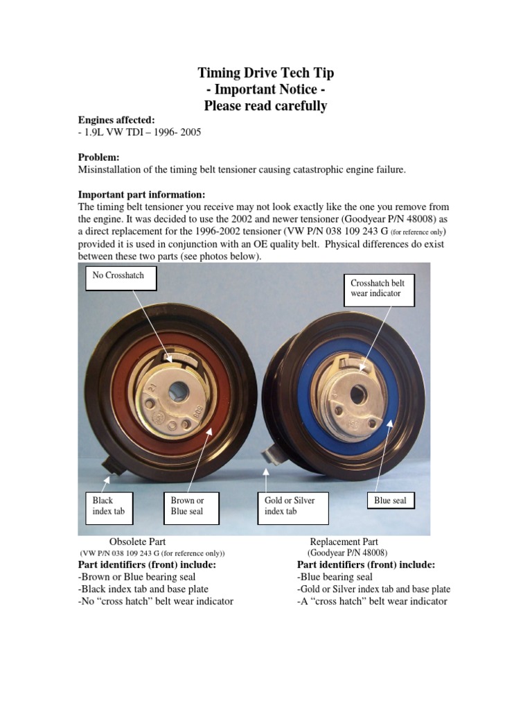 VW 1.9L TDI Installation Notice | PDF | Machines | Vehicle Technology