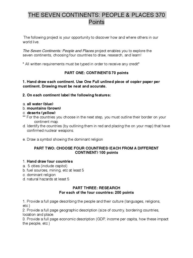 Explore the Seven Continents Project | PDF