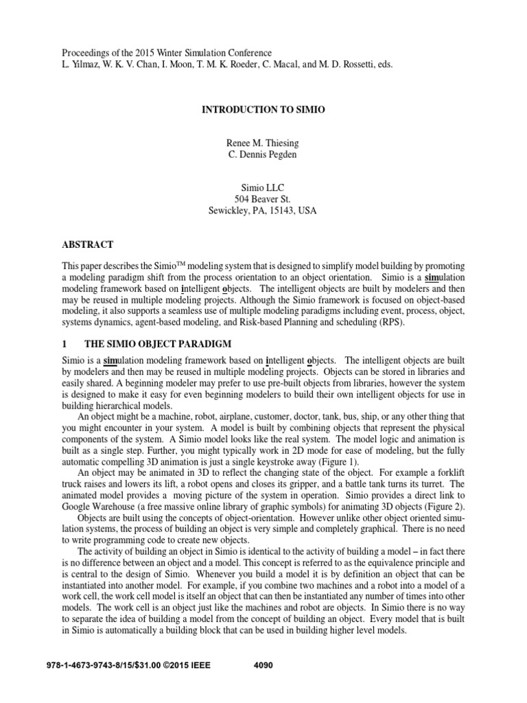 Introduction To Simio Pdf Object Oriented Programming Object Computer Science