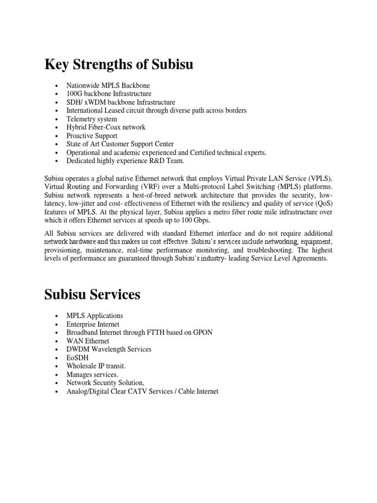 Subisu Internet and TV Services Overview | PDF | Fiber To The X ...