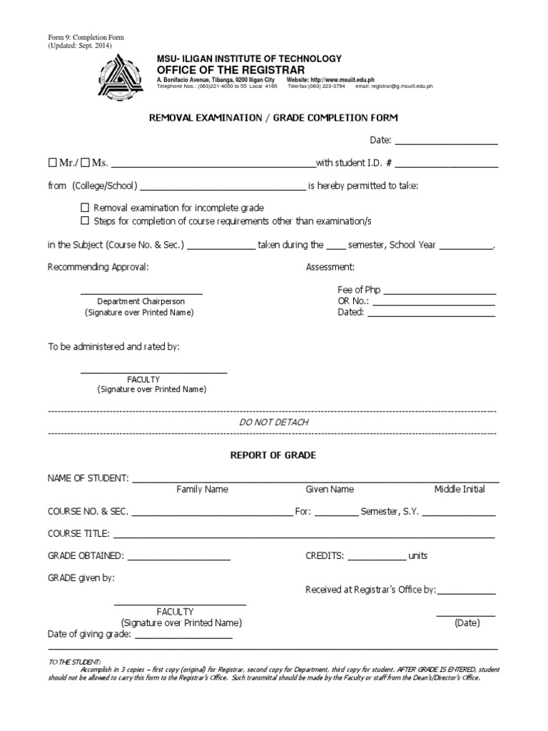 Form 9, Completion Form | PDF | Behavior Modification | Learning