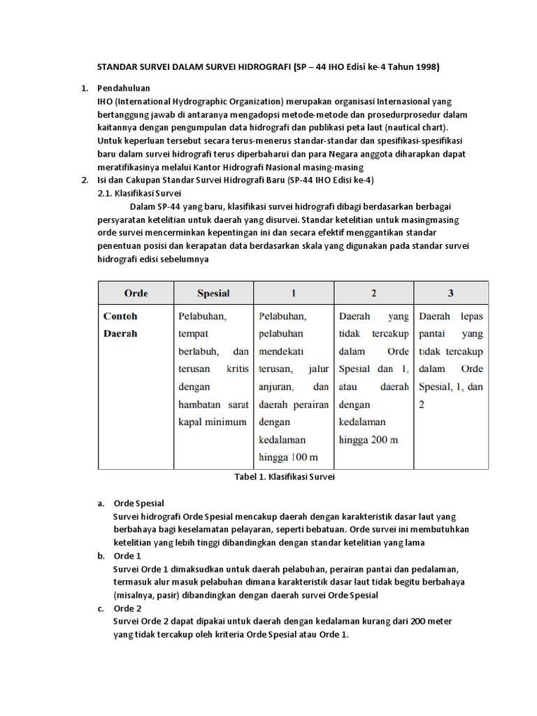 Standar Survei Hidrografi SP-44 IHO | PDF