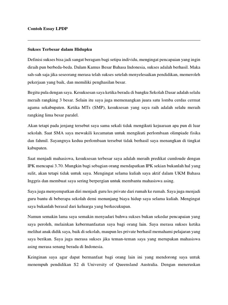 Contoh Essay LPDP dan Ilmiah | PDF | Kesehatan Holistik