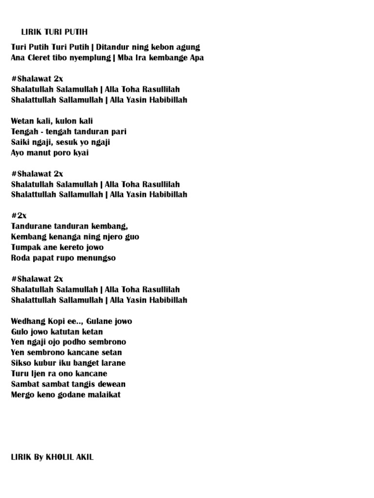 Lirik Turi Putih | PDF