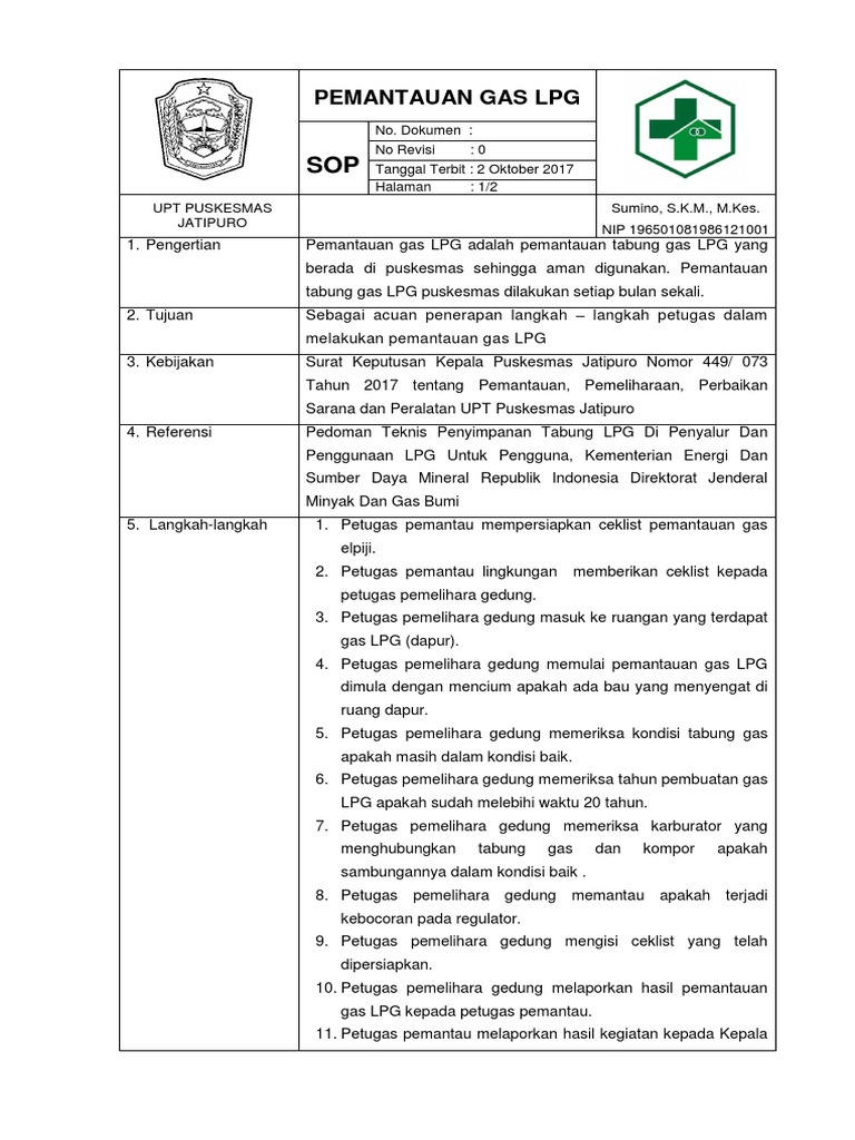 8.5.1.2 Sop Pemantauan Gas Elpiji | PDF